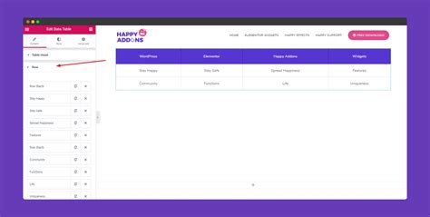 How To Use Data Table Widget Of Happy Elementor Addons