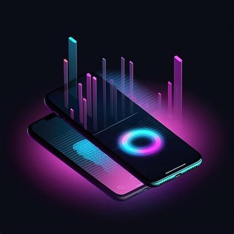 Premium Ai Image Application Of Smartphone With Business Graph And Analytics Data On Isometric