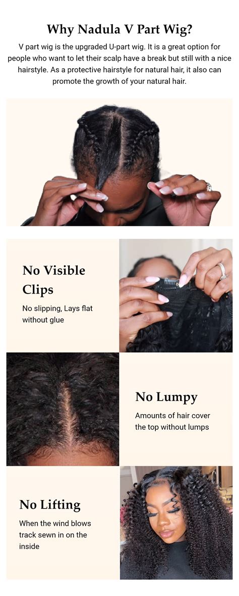 Nadula Glueless V Part Kinky Curly Wig Upgrade U Part Human Hair Coily Wig Beginner Friendly