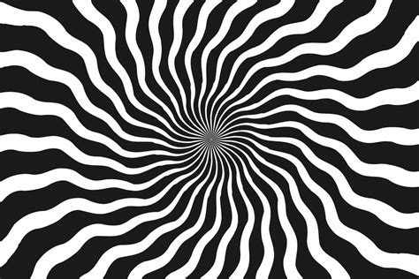 White And Black Psychedelic Optical Illusion Abstract Background With Rays Vector Illustration