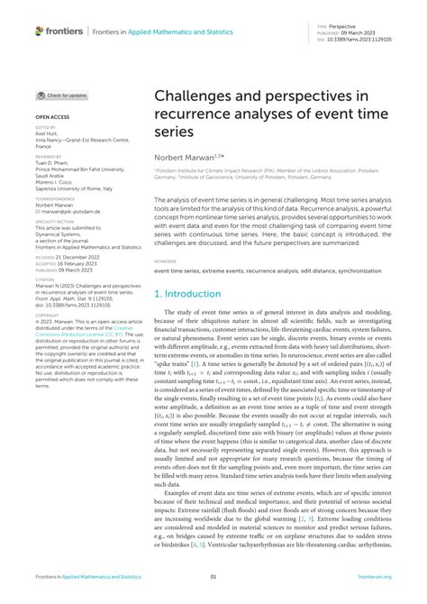 Pdf Challenges And Perspectives In Recurrence Analyses Of Event Time Series