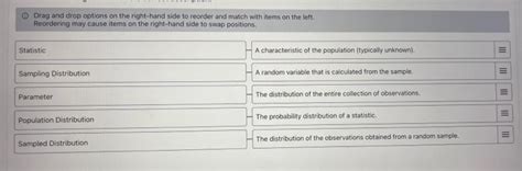 solved drag and drop options on the right hand side to