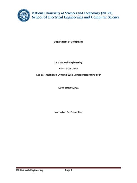 Department Of Computing Cs 344 Web Engineering Pdf World Wide Web