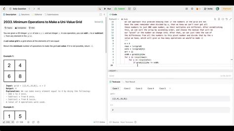 Leetcode Minimum Operations To Make A Uni Value Grid Python Youtube