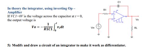 Solved In Theory The Integrator Using Inverting Op Chegg Com
