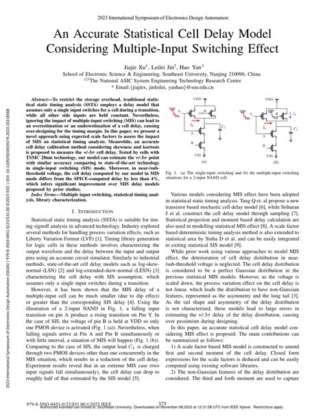 Pdf An Accurate Statistical Cell Delay Model Considering Multiple