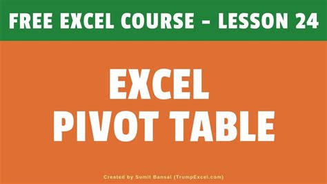 Excel Pivot Table Intro Formatting Grouping Slicers Calculated Fields Free Excel Course