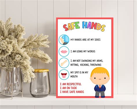 Customizable Safe Hands Poster For Behavior Management At Home And