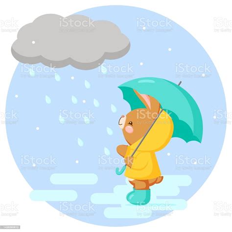 우산 벡터 일러스트 레이 션이있는 귀여운 토끼 가을 캐릭터 10월에 대한 스톡 벡터 아트 및 기타 이미지 10월 11월