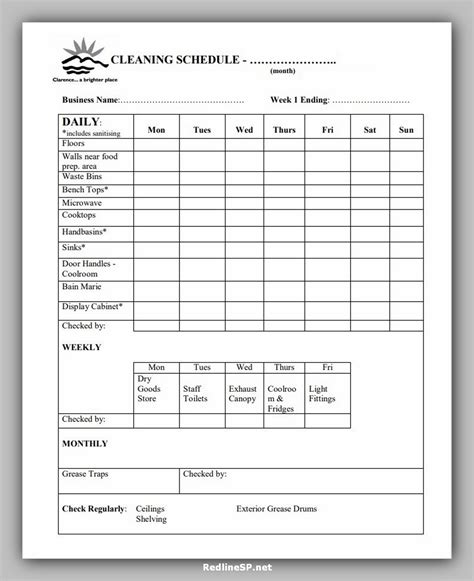 Printable Restaurant Kitchen Cleaning Checklist Mundobasta