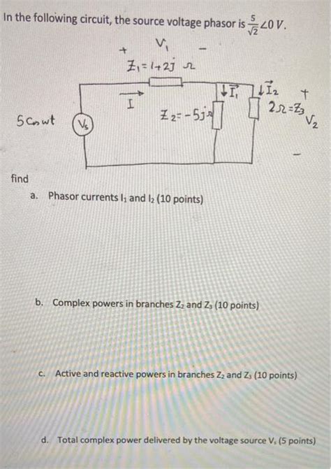 solved in the following circuit the source voltage phasor