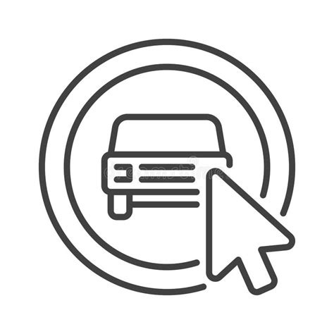 Click On Carsharing App Button Vector Concept Outline Icon Stock Vector Illustration Of