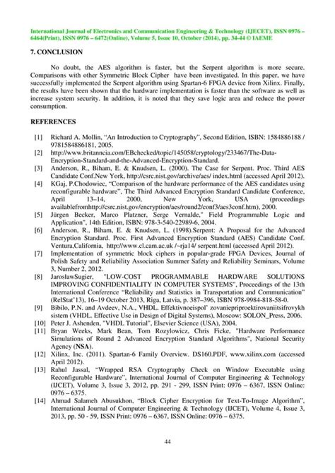 Hardware Implementation Of The Serpent Block Cipher Using Fpga Technology Pdf Information