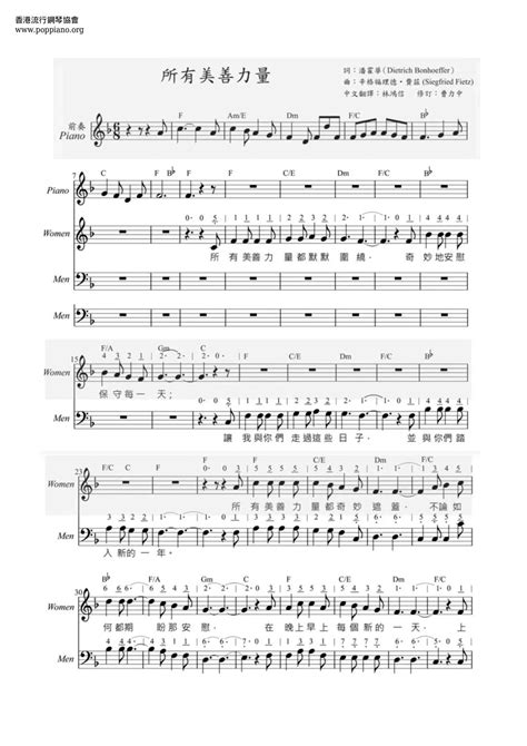 ★ 詩歌 所有美善力量 琴譜pdf 香港流行鋼琴協會琴譜下載 ★