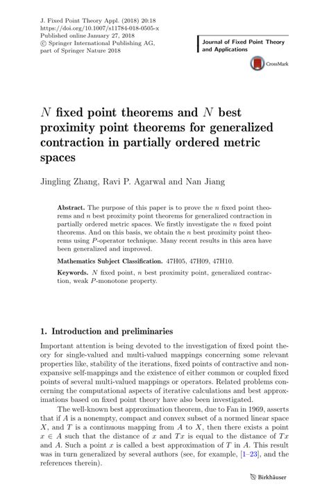 Pdf N Fixed Point Theorems And N Best Proximity Point Theorems For