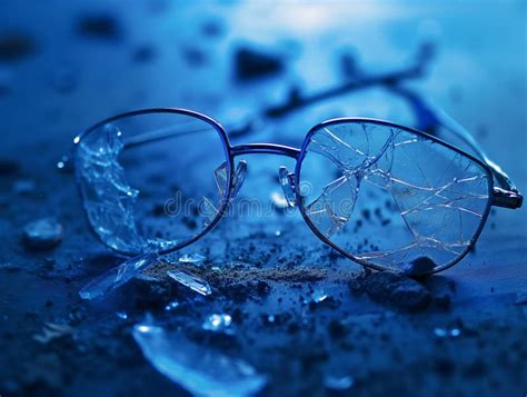 Broken Glasses On A Blue Surface Stock Image Image Of Vision Mess