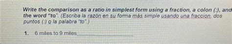 solved write the comparison as a ratio in simplest form