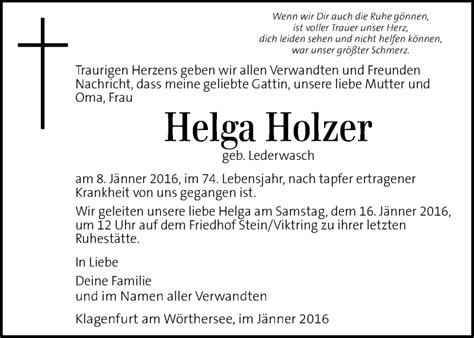 Traueranzeigen Von Helga Holzer Trauer Kleinezeitung At
