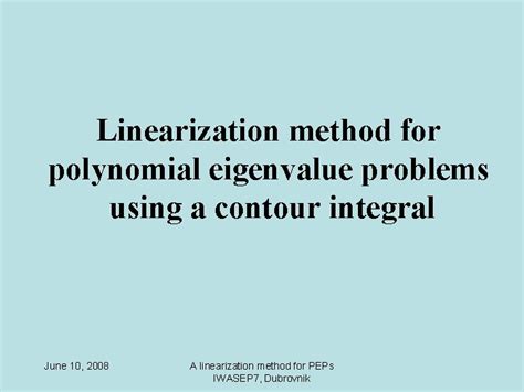 A Linearization Method For Polynomial Nonlinear Eigenvalue Problems
