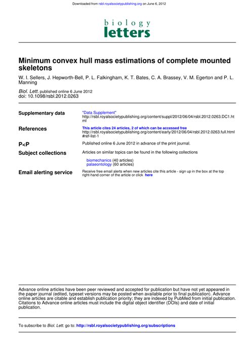 Pdf Minimum Convex Hull Mass Estimations Of Complete Mounted Skeletons