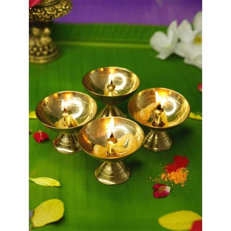Buy Ekhasa 100 Pure Brass Diya For Puja Deepam Kundulu Pooja Diya Online
