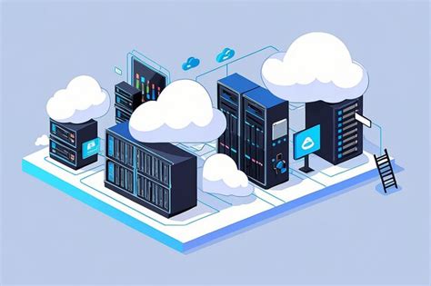 Cloud Storage Isometric Illustration Data Server Platform Network Infrastructure Premium Ai