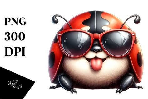Funny Ladybug Smiling Sunglasses Clipart
