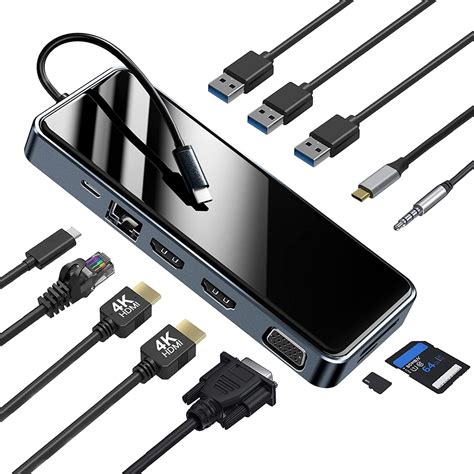 Amazon Com Baseus Docking Station Dual Monitor 10Gbps 10 Ports Docking Station With 2 HDMI