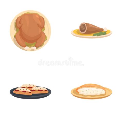 Assorted Traditional Cooked Meats Set Stock Illustration Illustration