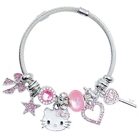 Vinchic Hello Kitty Bracelet Adjustable Stainless Steel Bracelet Kawaii
