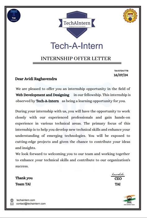 Avidi Raghavendra On Linkedin Webdevelopment Techaintern Design Internship Careerdevelopment