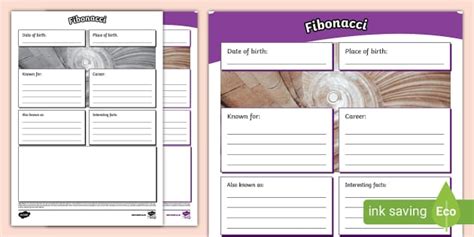 Fibonacci Fact File Template Teacher Made Twinkl