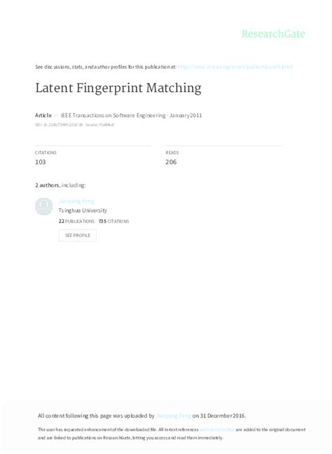 Pdf Latent Fingerprint Matching
