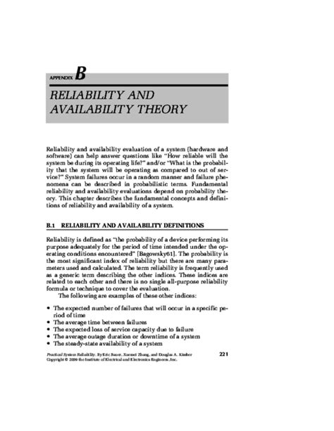 Pdf Practical System Reliability