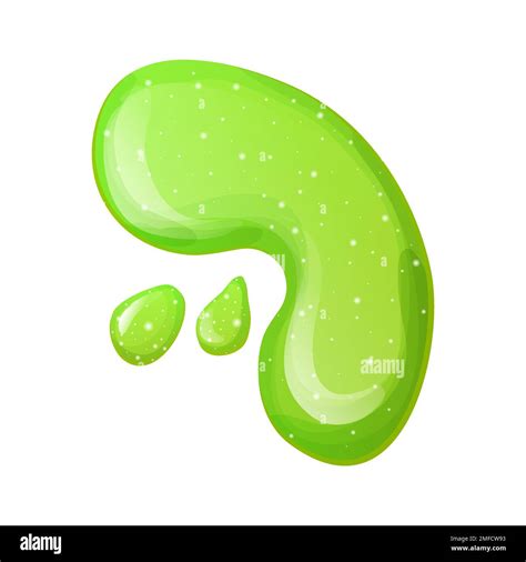 Slime Splat Green Bright Sticky Jelly Drop With Glitter In Cartoon