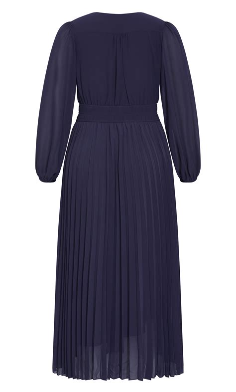 Womens Plus Size Georgina Pleat Navy Maxi Dress