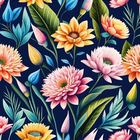 Premium Vector Vector Pattern Bright Floral Ornament On Dark