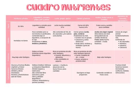 Cuadro Nutrientes Apuntes De Medicina Resúmenes De Medicina Udocz