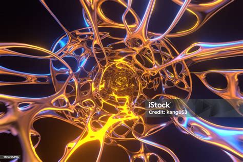 추상 3d 렌더링 그림 유기 구조 네트워크 중성자 금속 멤브레인 공상 과학 배경 5g 기술 네트워킹 통신 데이터 사이버 나노