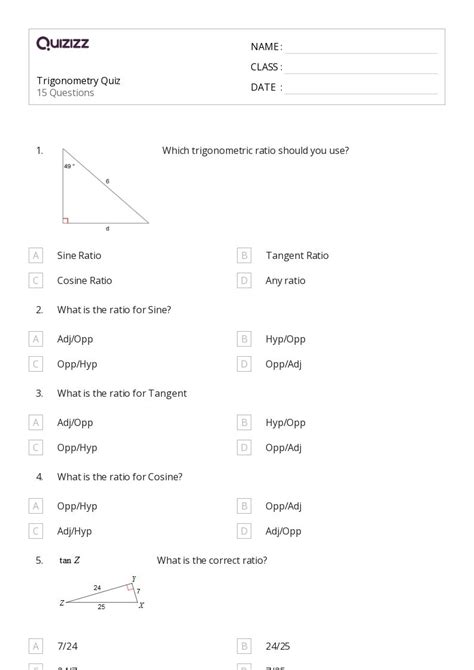Trigonometry Worksheets With Answers 50 Trigonometry Worksheets On