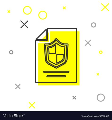 Grey Line Contract With Shield Icon Isolated Vector Image