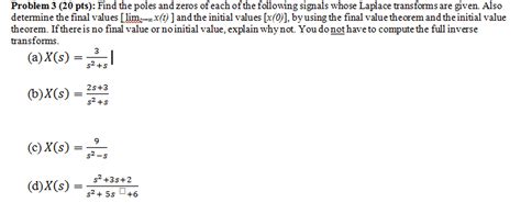 Solved Find The Poles And Zeros Of Each Of The Following Chegg