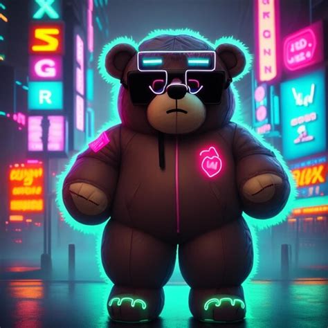 Premium Ai Image A Teddy Bear Wearing A Neon Jacket And Glasses