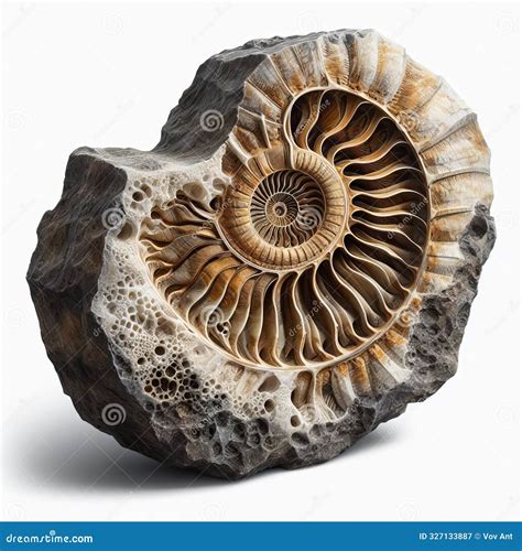 Fossilized Ammonite Shell Embedded In L Rare Odd Stock Image Image Of