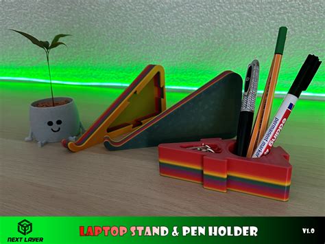 笔记本支架和笔筒 来自 3d Aniel Makerworld