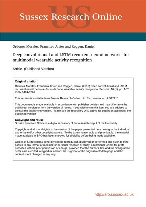 Pdf Deep Convolutional And Lstm Recurrent Neural Networks For …sro Sussex Ac Uk Id Eprint