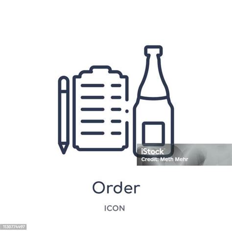 알코올 개요 컬렉션에서 선형 순서 아이콘입니다 얇은 선 순서 벡터 흰색 배경에 고립입니다 주문 유행 삽화 0명에 대한 스톡 벡터 아트 및 기타 이미지 Istock