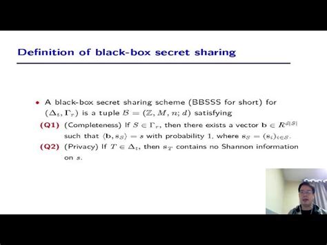 Conference Talks Talk Blackbox Secret Sharing Revisited A Coding Theoretic Approach With