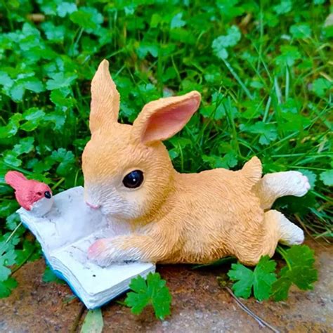 Badu Bg Градина Декорация на двор Малки зайци Четящи животни Декорации Прозоречни первази Бонсай