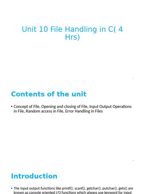 Unit 10 File Handling In C Pdf Pointer Computer Programming